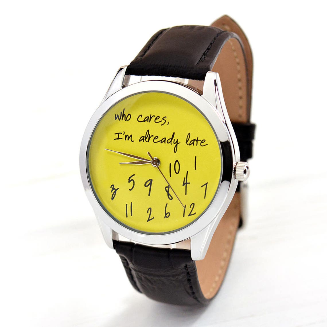 Yellow Who Cares I'm Already Late Watch Unisex Watch - Etsy