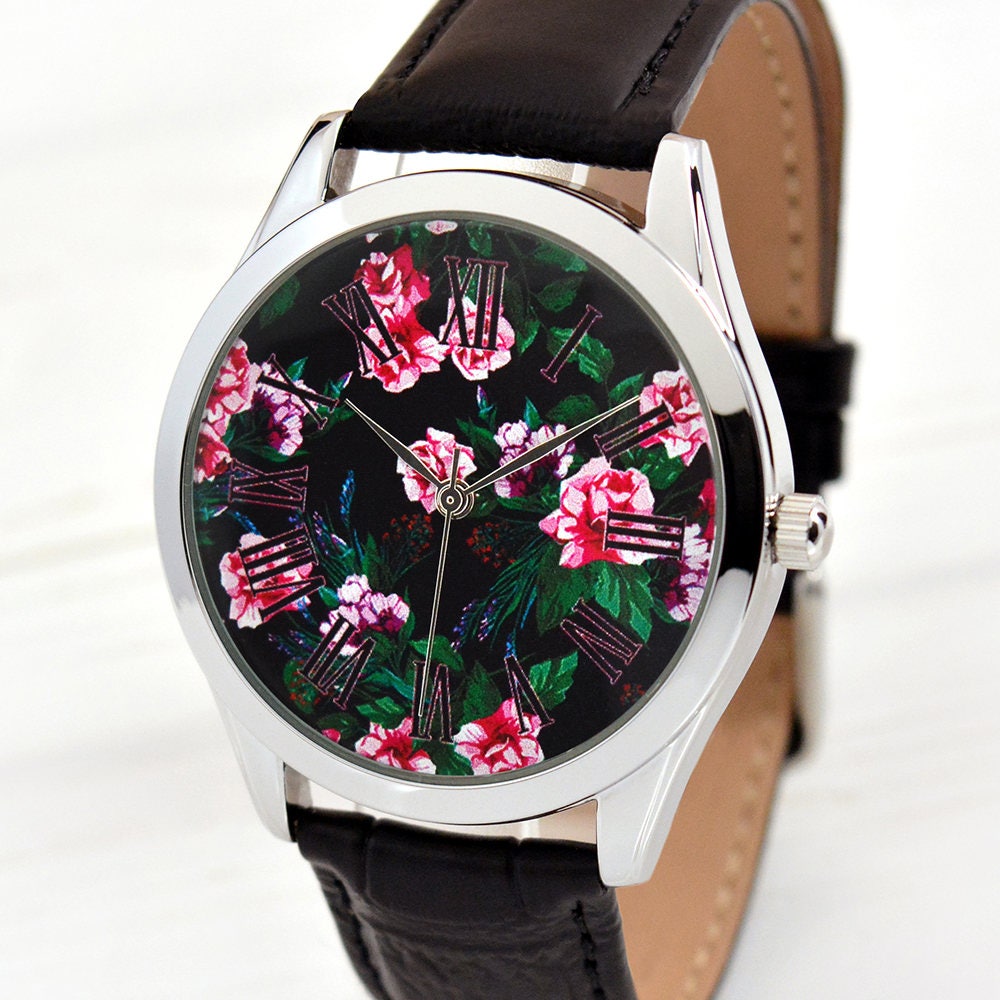 Pink Roses Ladies Watch Unique Gift Idea Flower Pattern | Etsy