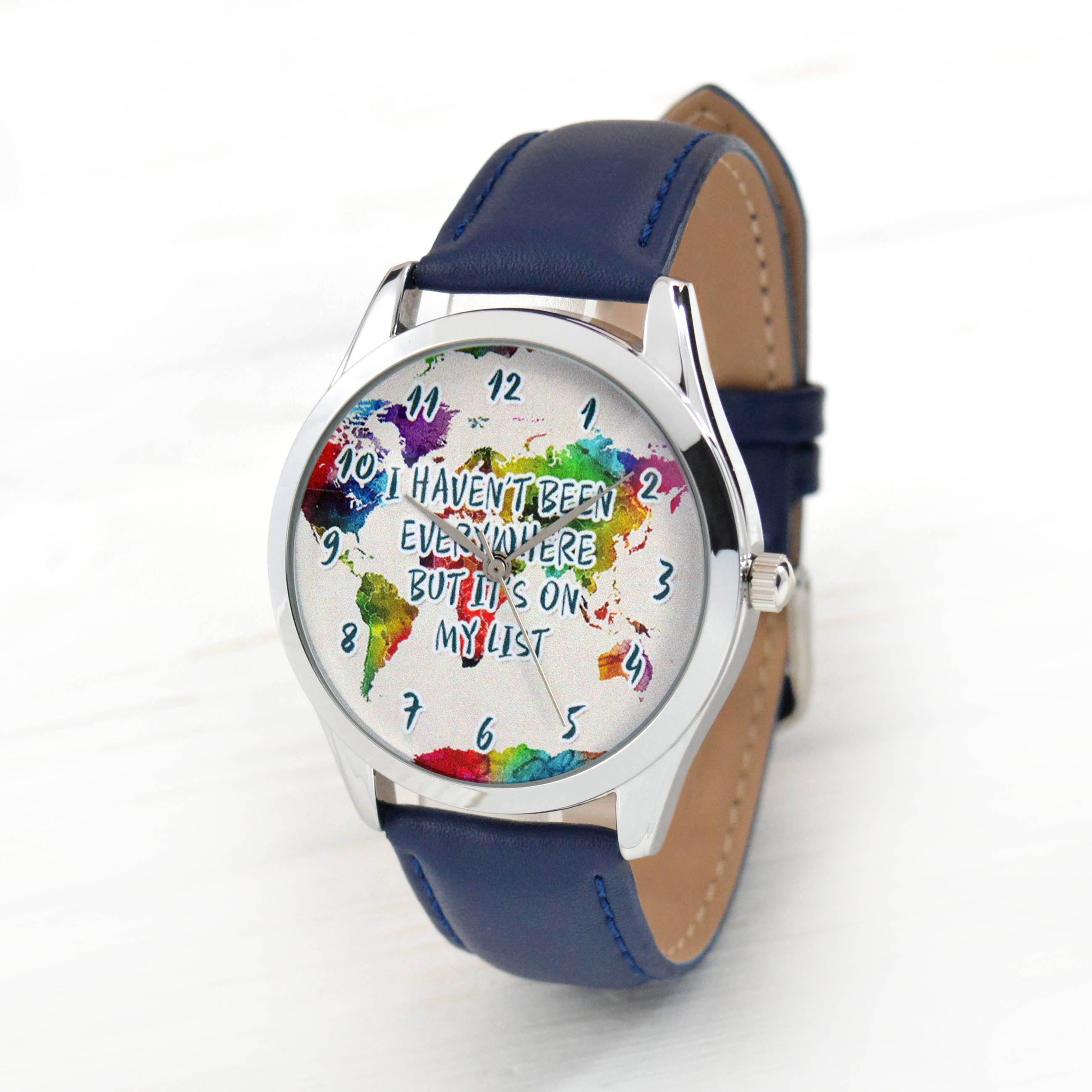 Map Watch Travel Girl Gift Watercolor Art World Map Watch | Etsy