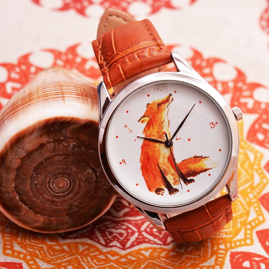 Red Fox Watch for Women Art Watercolor Gift for Her Girlfriend Gift Fox ...