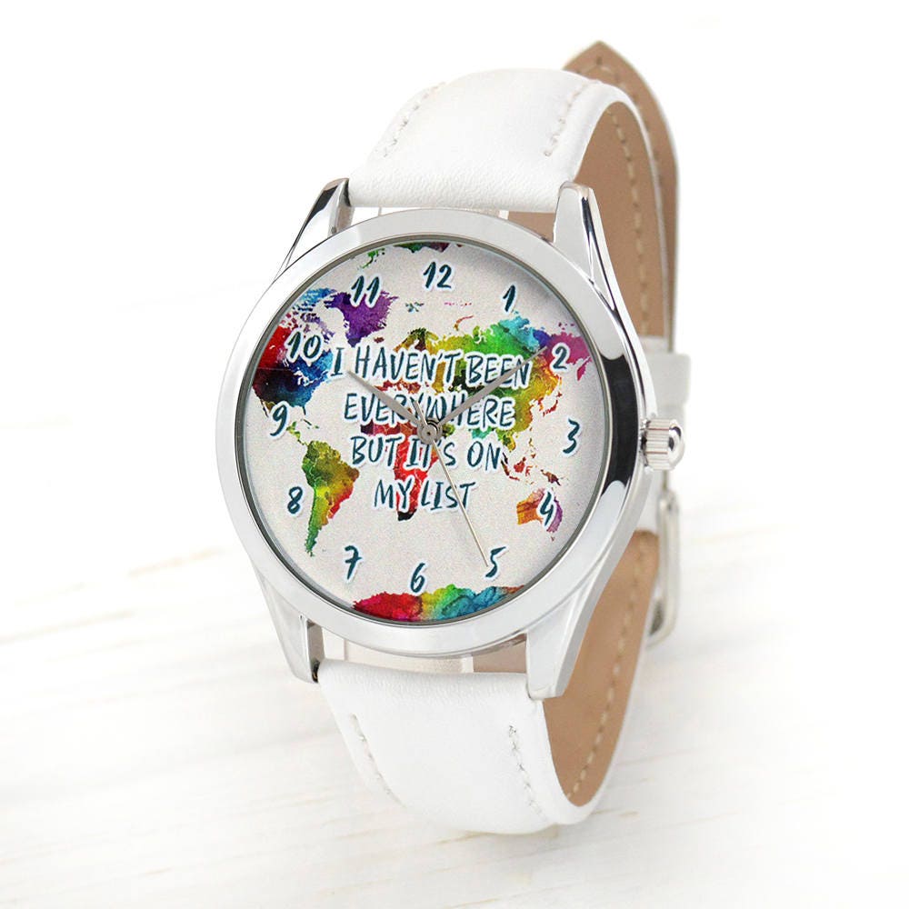 Map Watch Travel Girl Gift Watercolor Art World Map Watch | Etsy