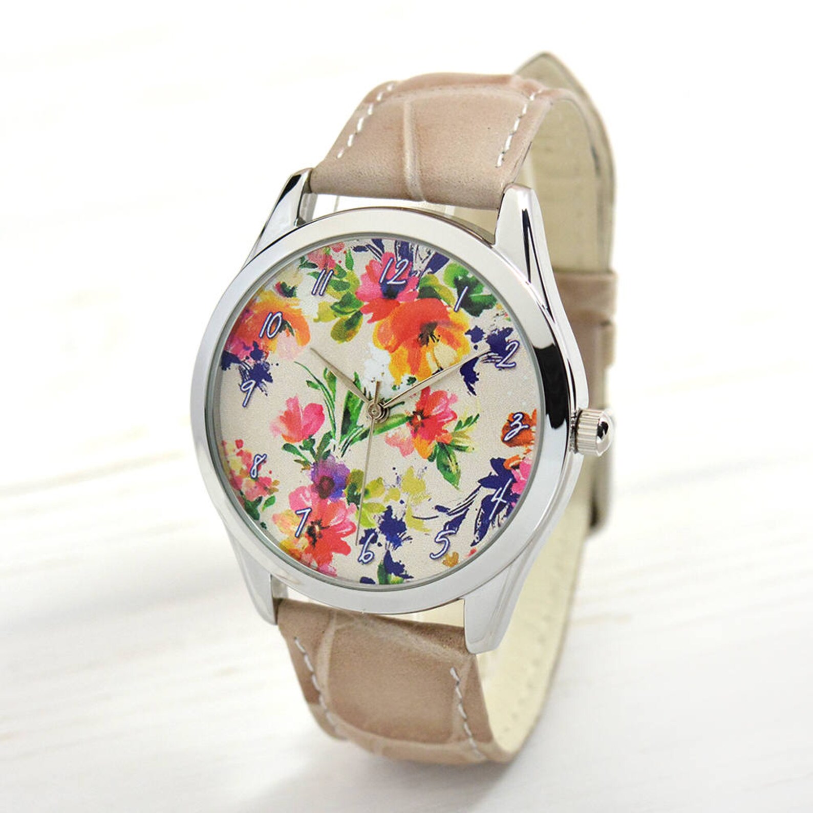 Watercolor Flowers Watch Art Watercolor Birthday Gift for | Etsy