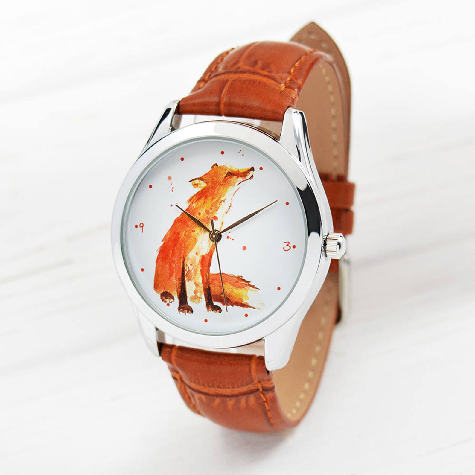 Red Fox Watch for Women Art Watercolor Gift for Her - Etsy