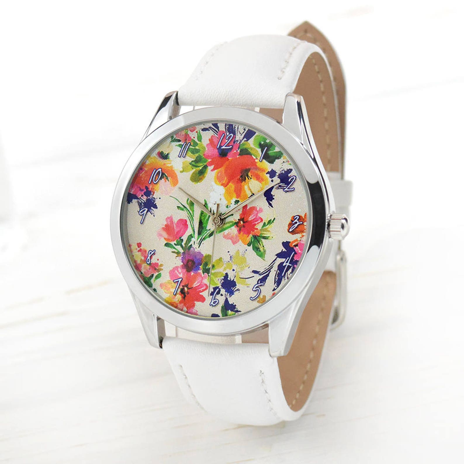 Watercolor Flowers Watch Art Watercolor Birthday Gift for | Etsy