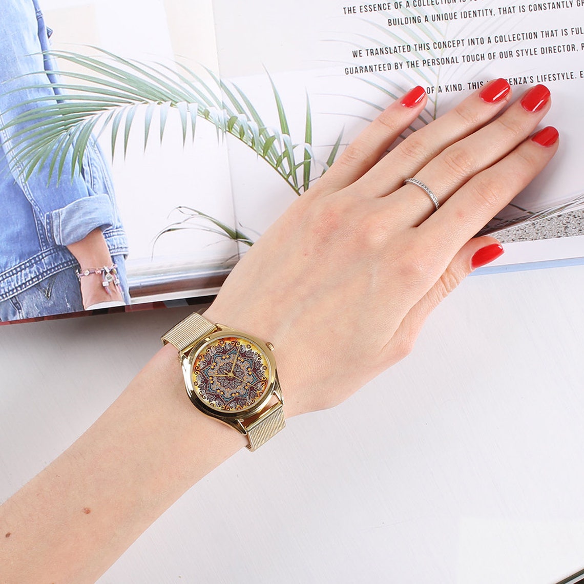 Mandala Watch Steel Bracelet Boho Style Women's Watch - Etsy