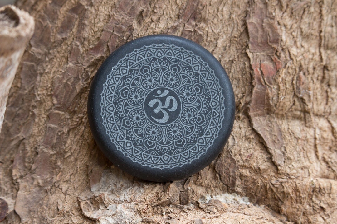 Om Symbol Engraved Large Basalt Stone for Hot Stone Massage, Tool Spa ...
