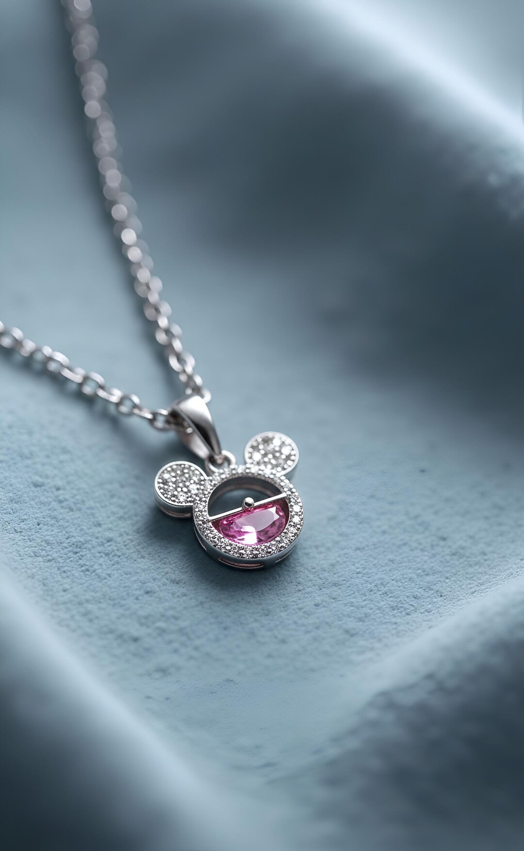 Cute Mouse Pendant Necklace, Pink Crystal Charm, Gift for Girlfriend ...