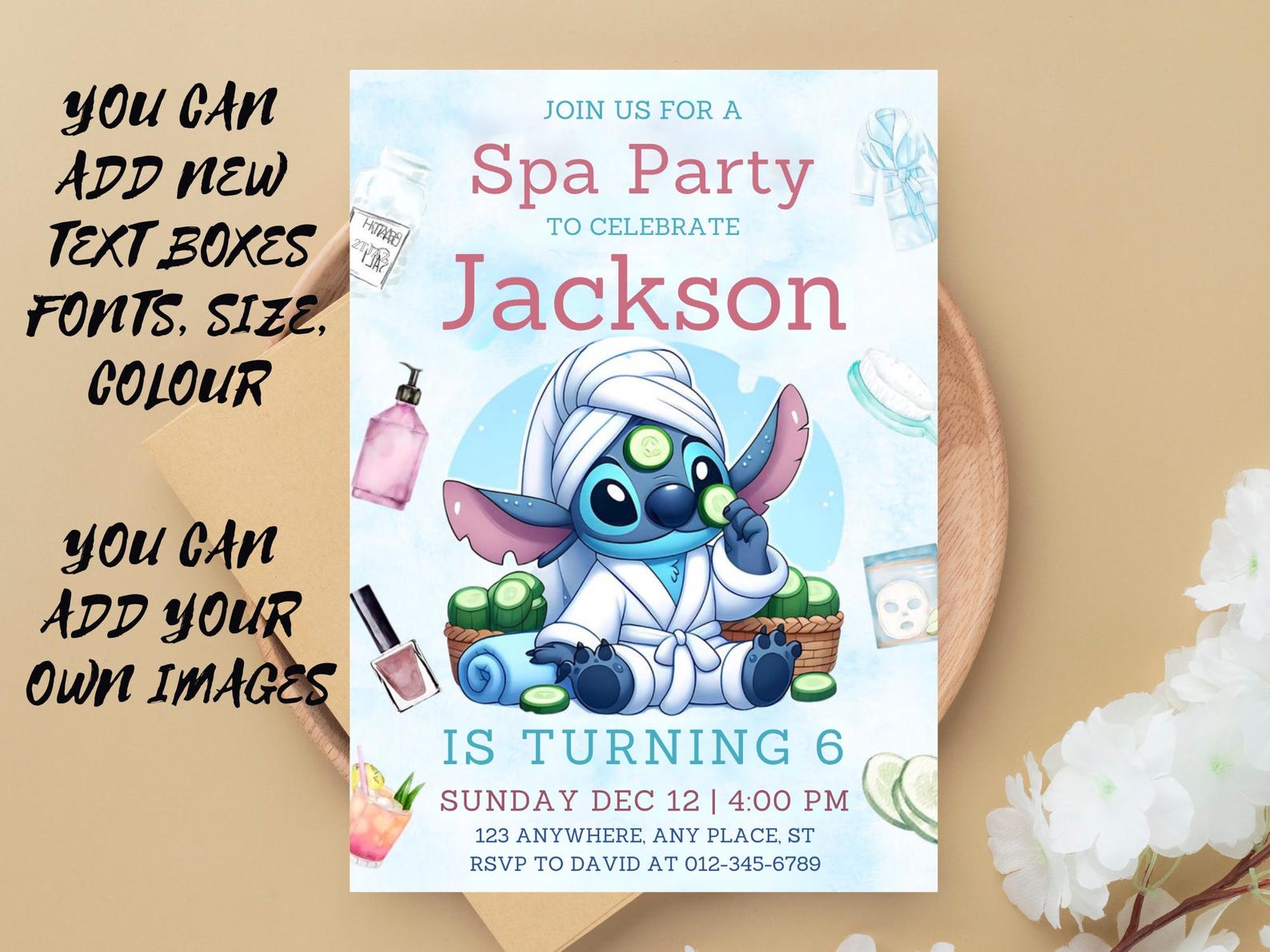 Lilo and Stitch Spa Party Invitation: Pastel Birthday (editable Canva ...