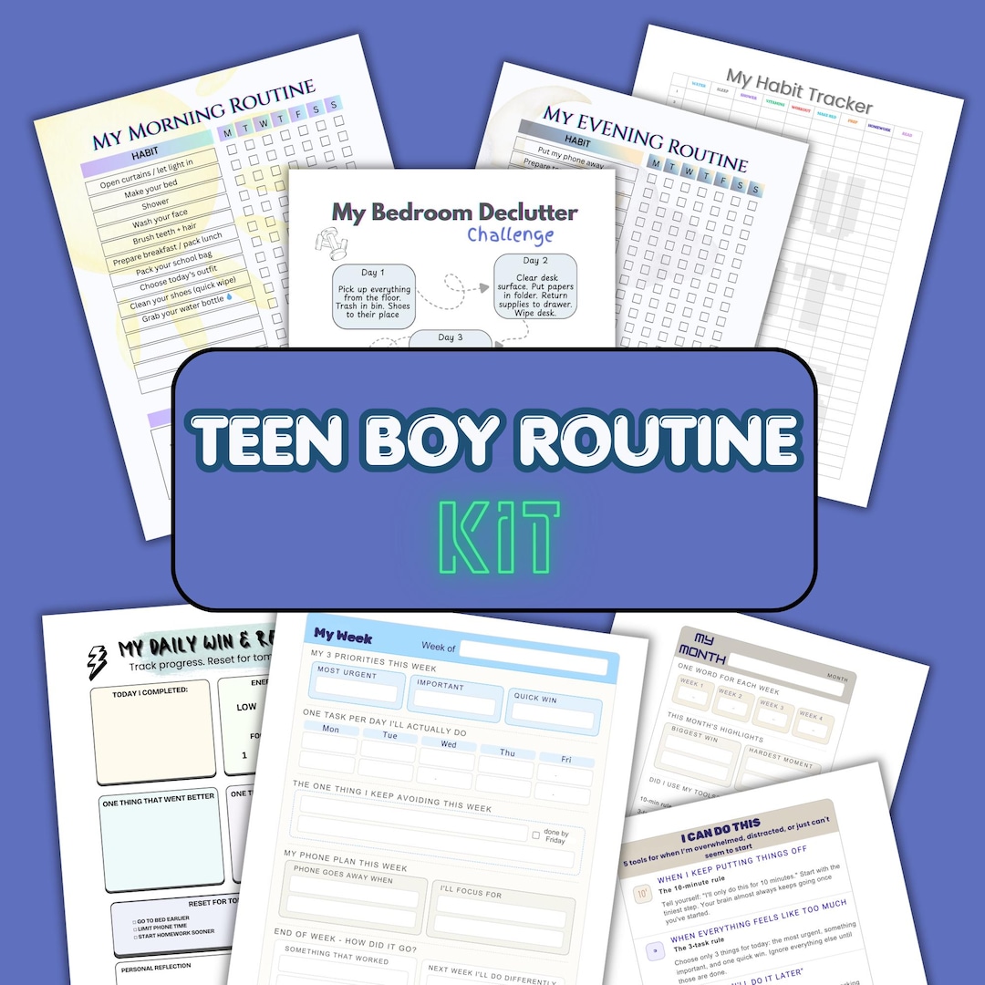 Teen Boy Routine Kit | Morning & Evening Routines, Habits Tracker, Anti ...