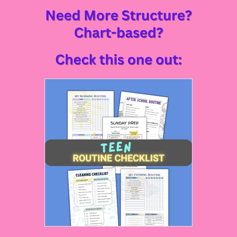 ADHD Teen Routine Bundle Printable | Routines, Habit Tracker, Gratitude ...