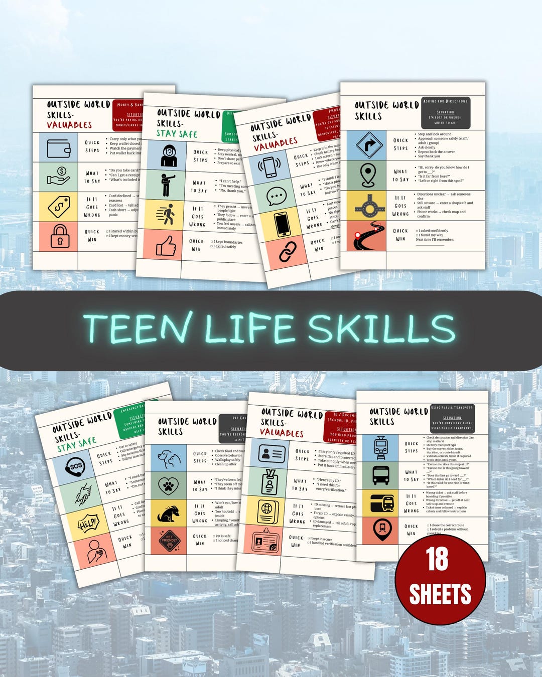 ADHD Teen Life Skills Bundle | 18-page Real World “adulting” System ...