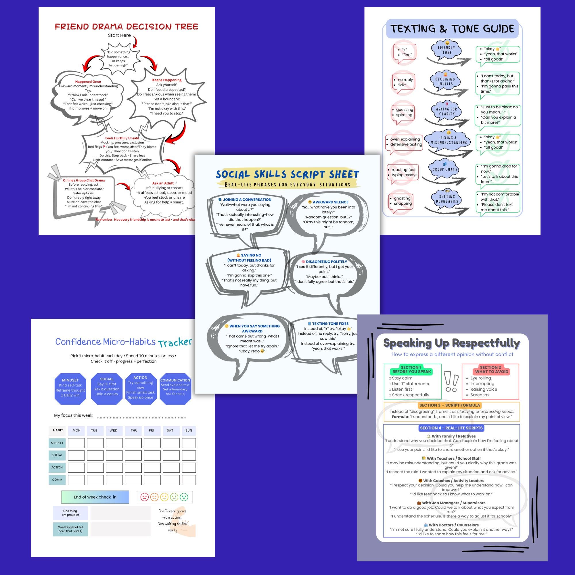 Teen Social Skills Bundle | What to Say, Friend Drama Handling ...