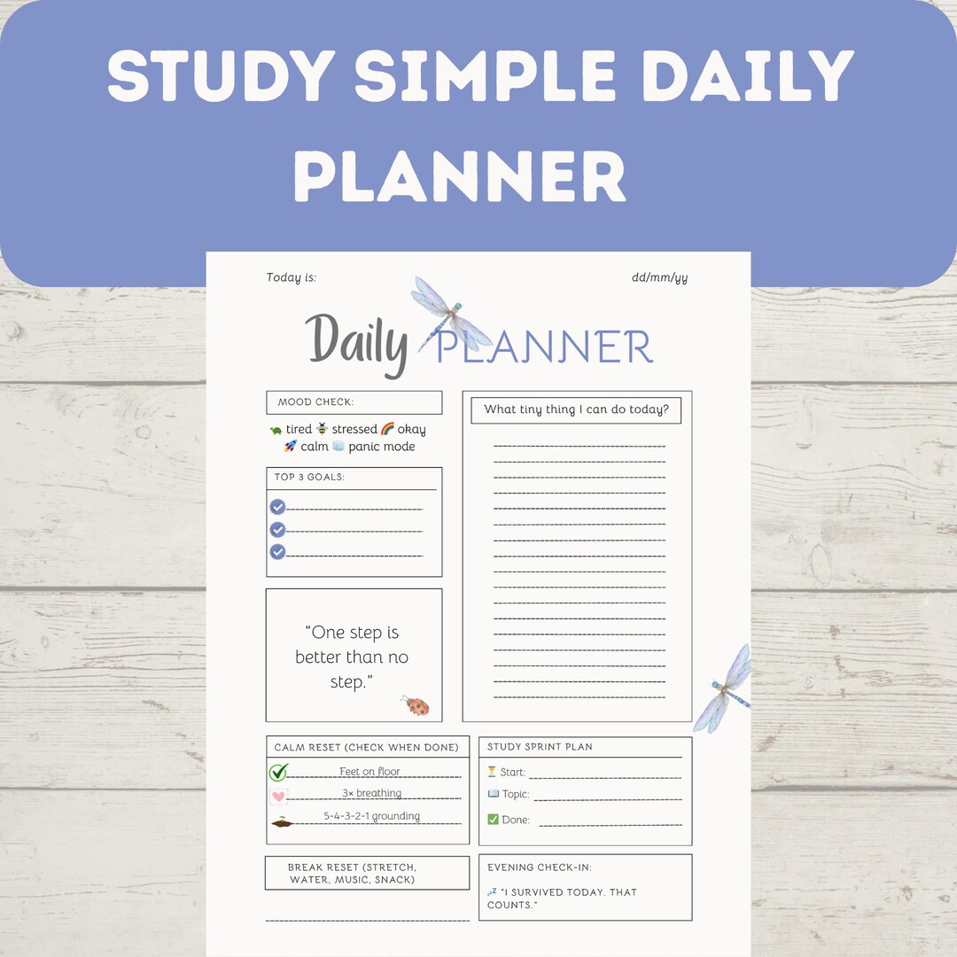 Student Daily Planner | 7-day Simple Planner for Students - Etsy UK