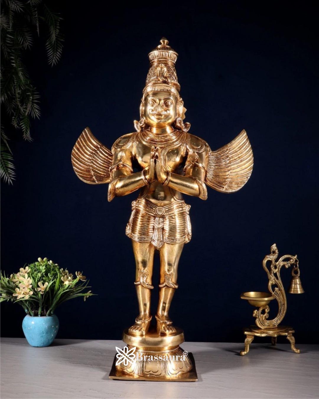 Brass Garuda Statue - 13 Inch Anjali Mudra Idol, Spiritual Decor - Etsy