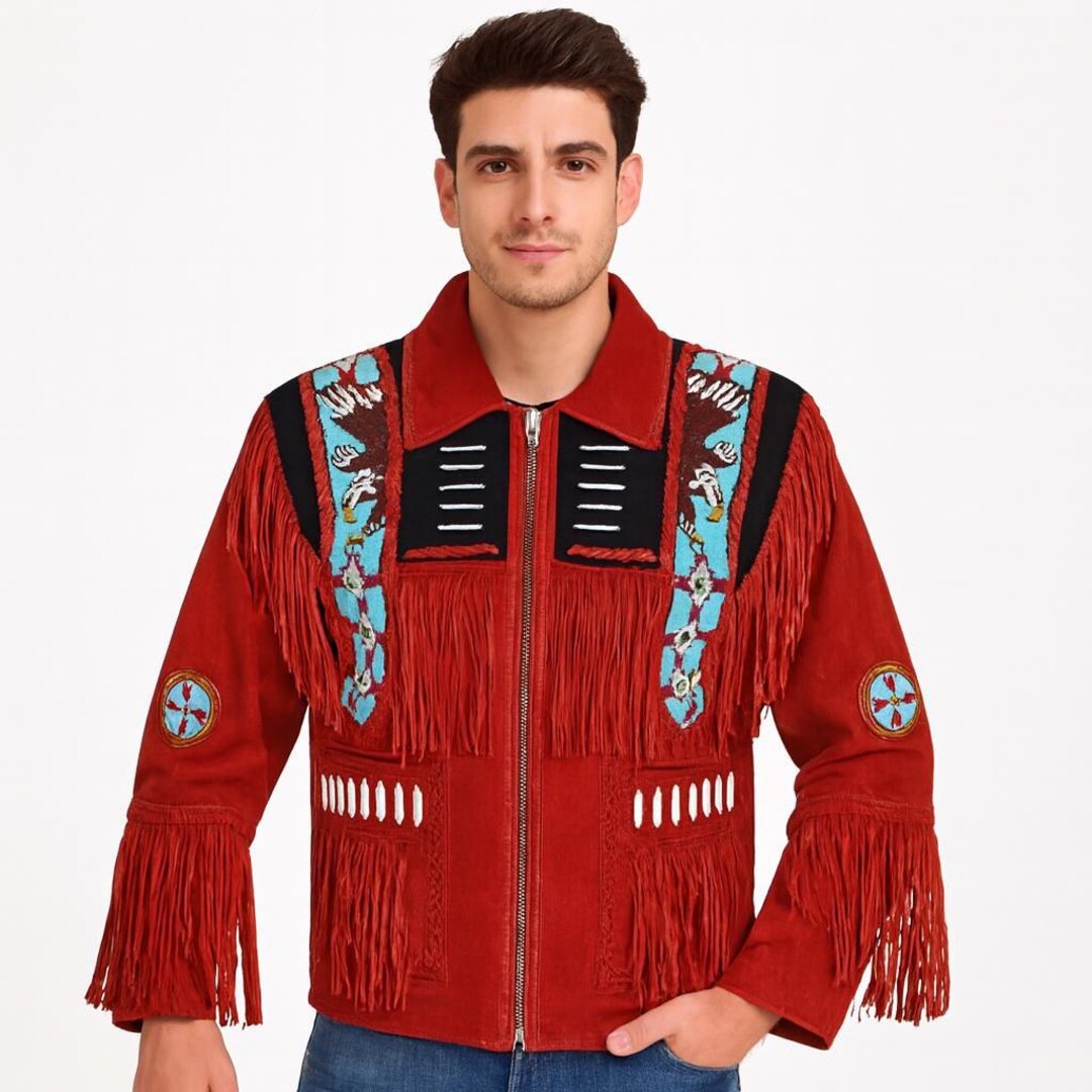 Western Suede Leather Jacket – Vintage Cowboy Style Fringe Jacket for ...