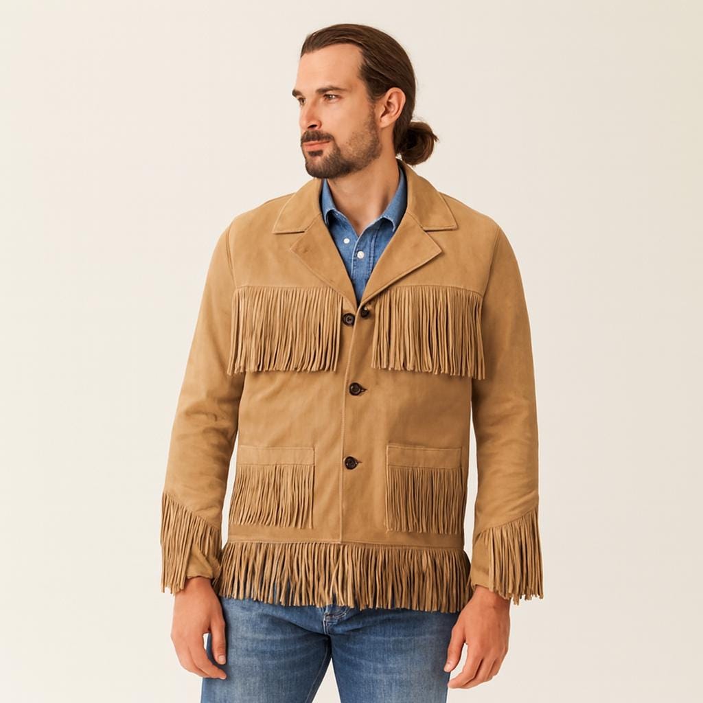 Cowboy Suede Leather Fringe Jacket – Western Rodeo Style, Native ...