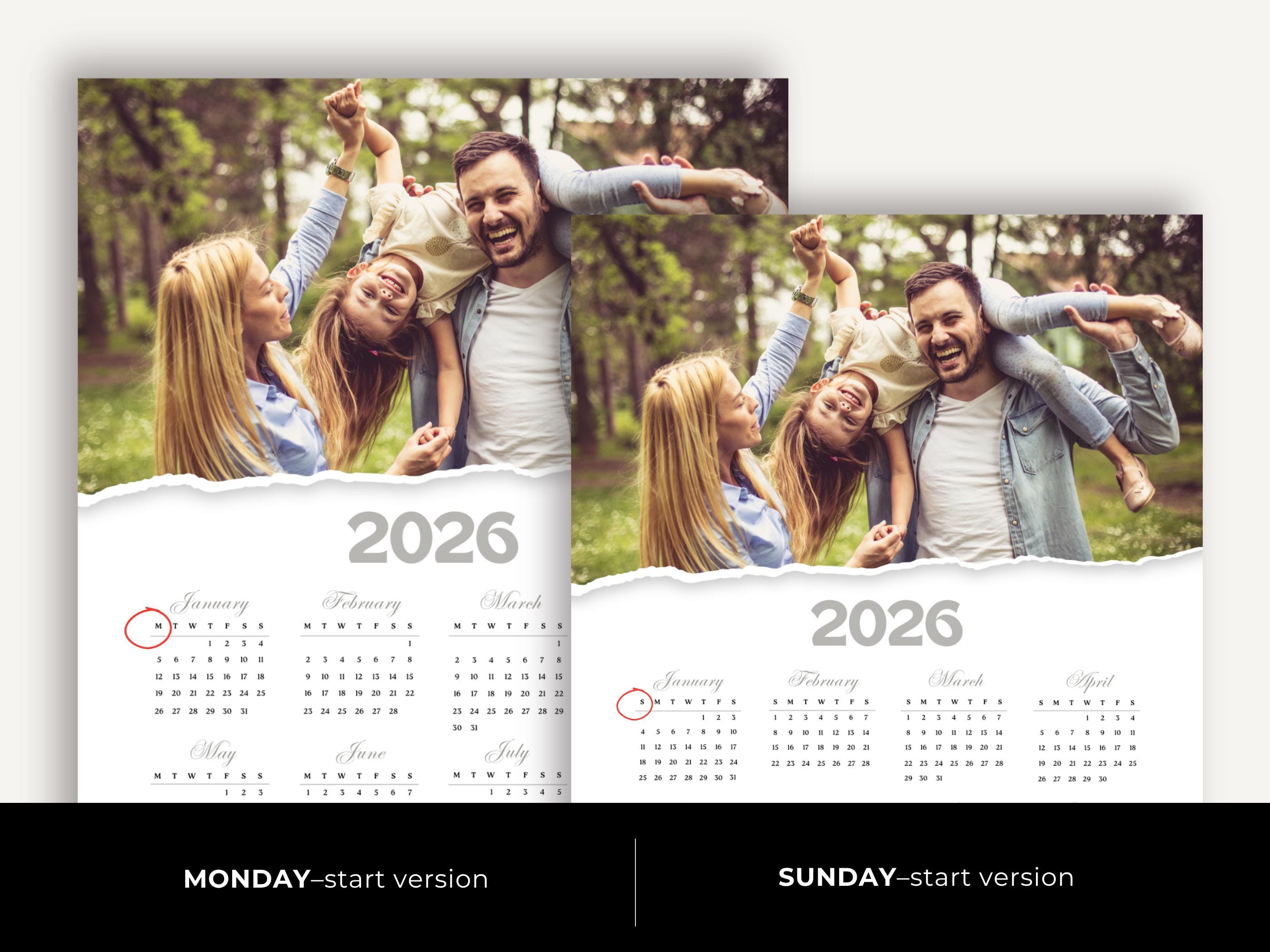 2026 Calendar Photo Frame Template in 5x7 and 5.5x8.5 Inch Size ...