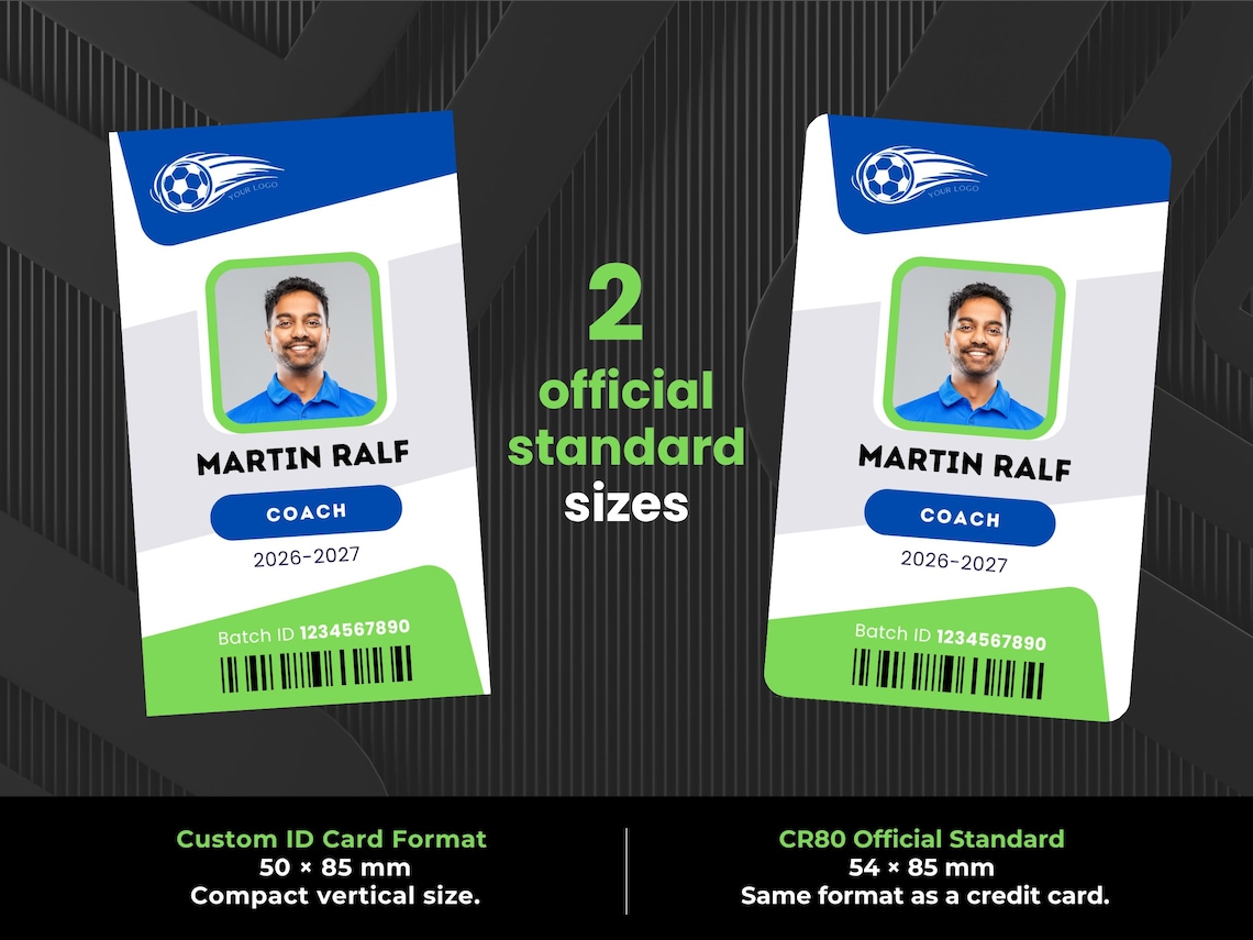 Sport ID Card Canva Template | Editable Team, Coach and Staff Badge ...