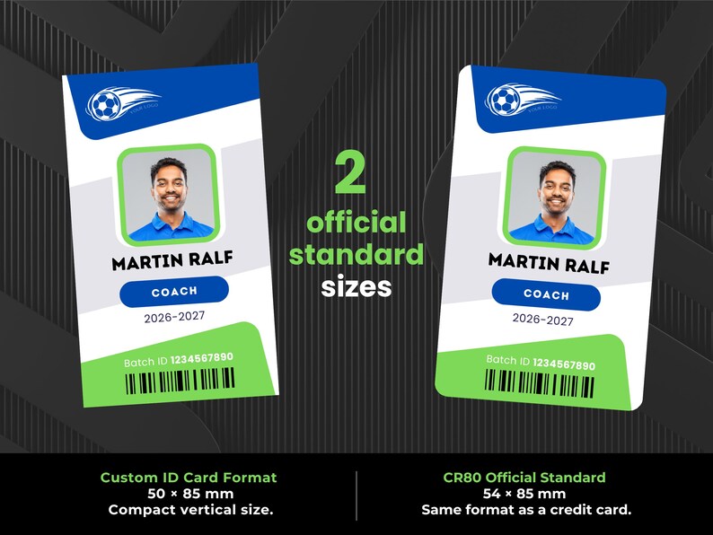 Sport ID Card Canva Template | Editable Team, Coach and Staff Badge ...