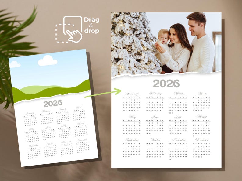 2026 Calendar Photo Frame Template in 5x7 and 5.5x8.5 Inch Size ...