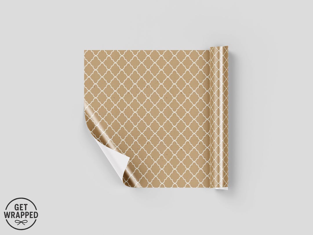 Kraft Lattice Gift Wrap | Minimalist Cream Pattern | Holiday Paper - Etsy