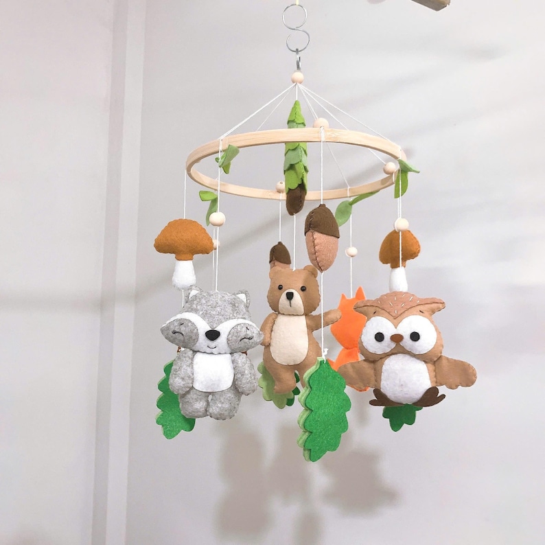 Woodland Baby Crib Mobile, Custom Baby Name Felt Mobile, Fox Hedgehog ...