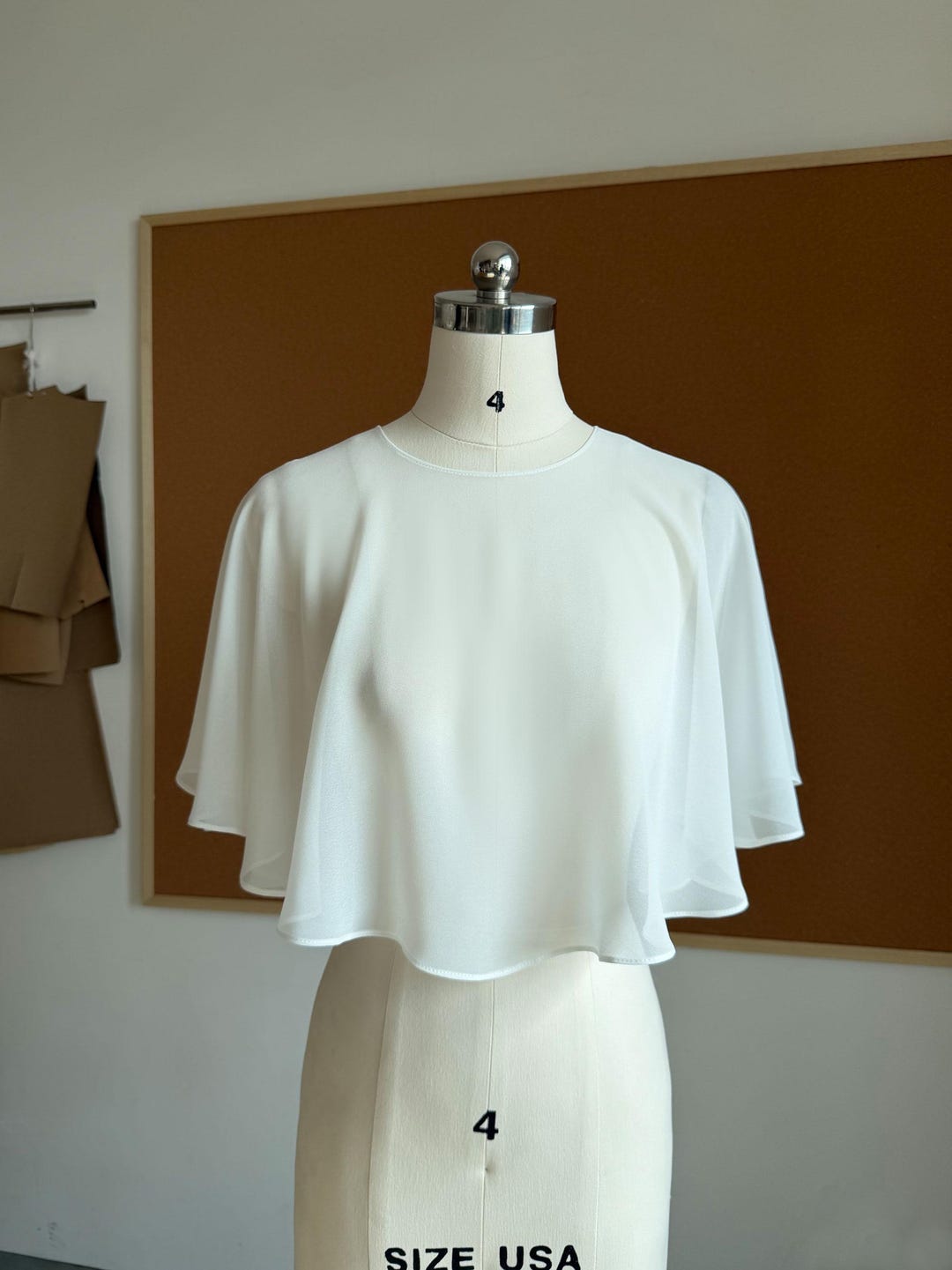 Bridal Cape Sheer Wedding Cape for Bride Chiffon Cape Veil Dress Topper ...