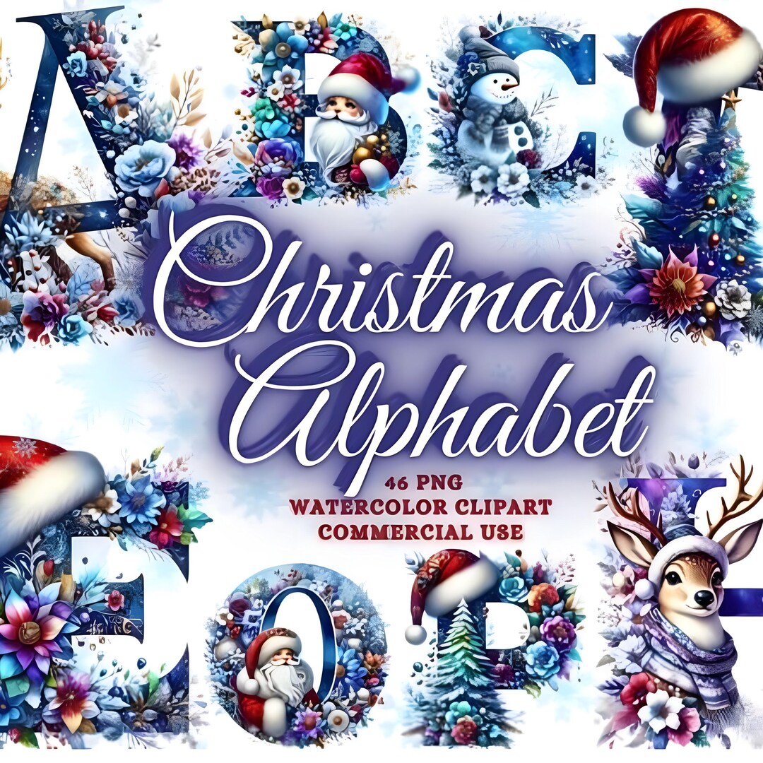Christmas Alphabet Clipart PNG | Festive Letters & Numbers Set ...