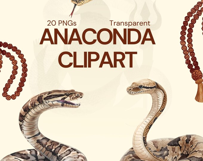 Anaconda Clipart Bundle: 10 Serpent Designs for Crafts & Apparel ...