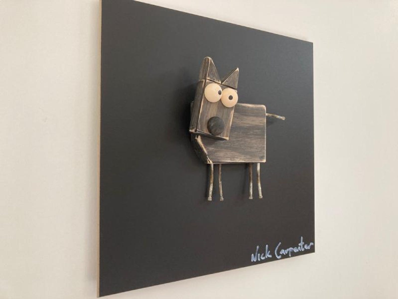 3D Wooden Black Dog Wall Art, Handmade Animal Figurine (30cm) - Etsy