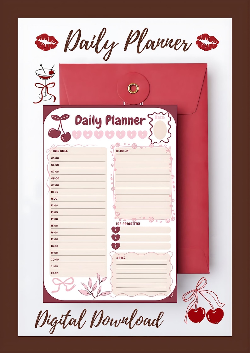 Daily Planner Printable | Hourly Schedule, To-do List (digital Download ...