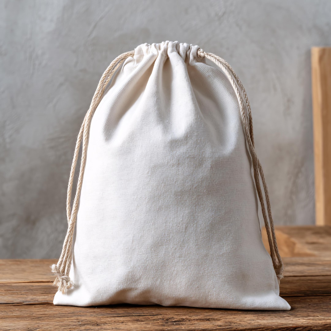 15x25 Cm (6x10 Inches) 100% Organic Cotton Double Drawstring Eco ...