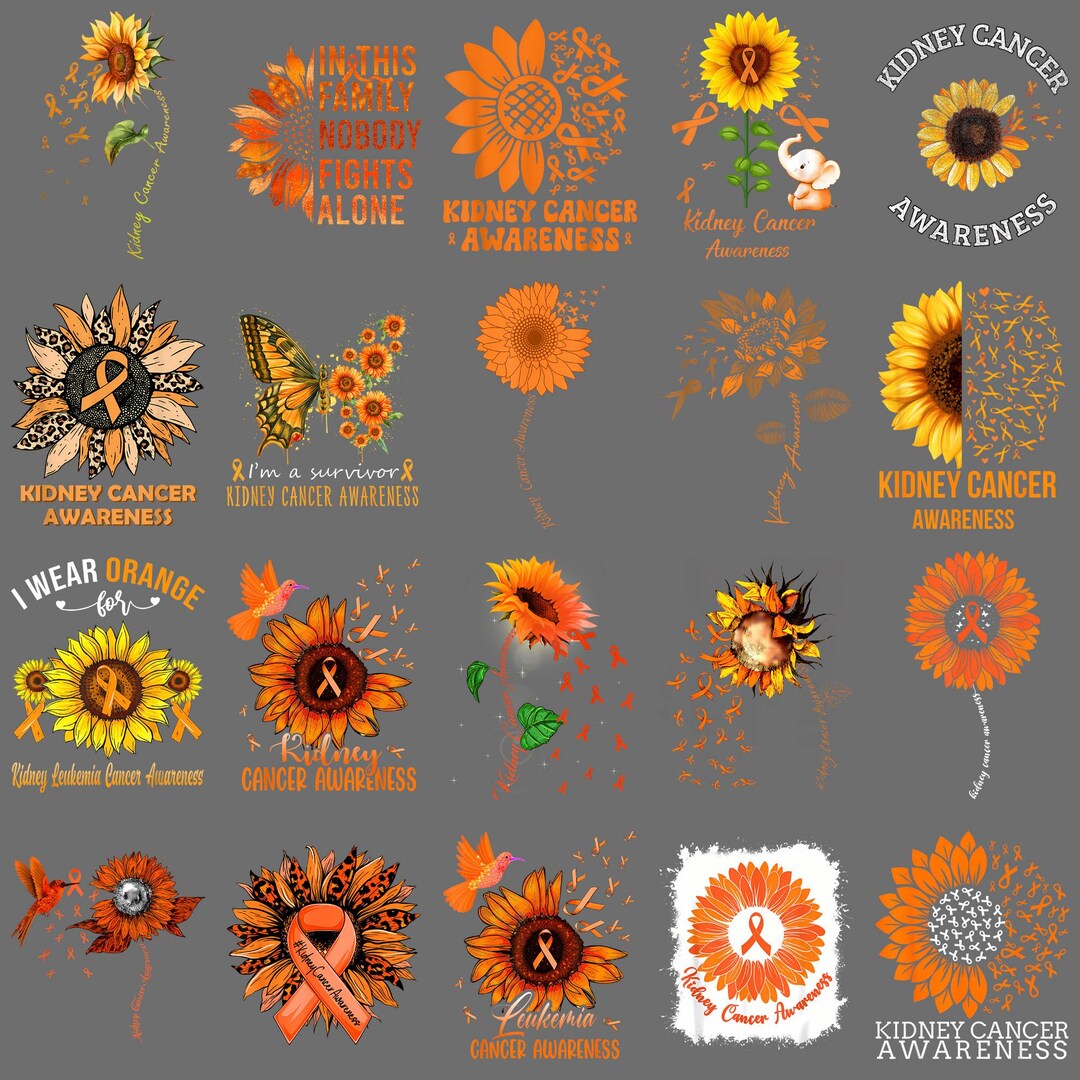 Kidney Cancer Awareness Sunflower PNG – Orange Sunflower Ribbon Clipart ...
