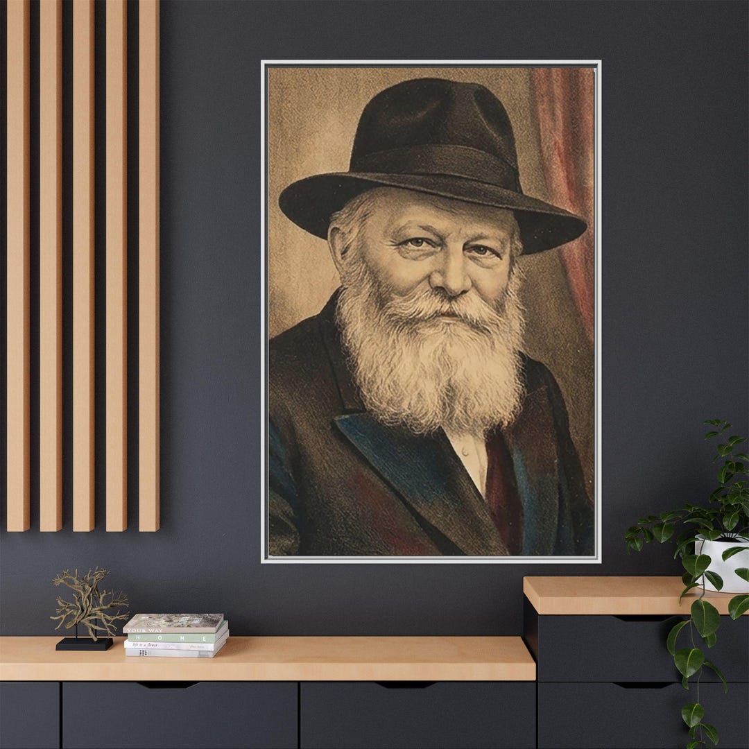 Lubavitcher Rebbe Portrait | Vintage Framed Canvas, Jewish Home Decor ...