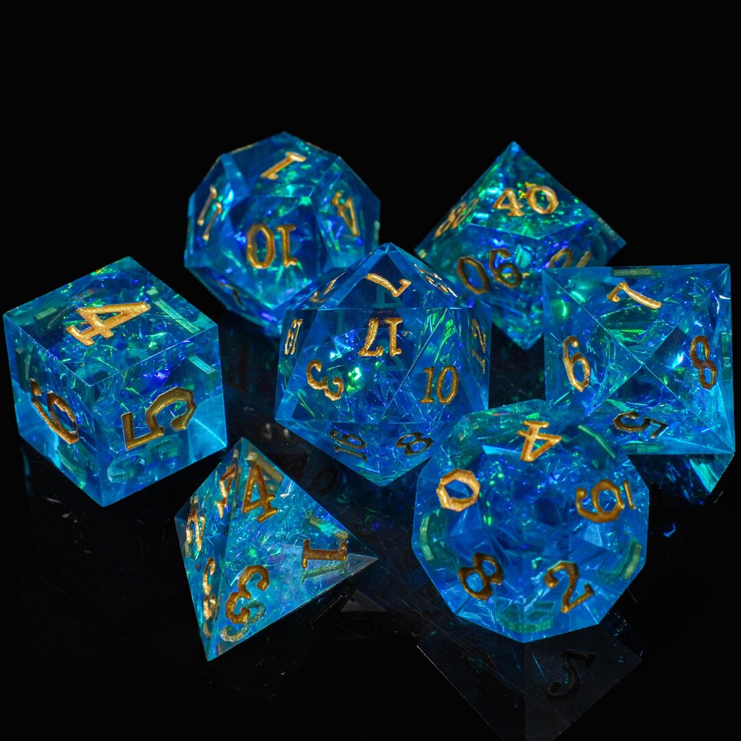 Blue Lightning DND D20 Dice,resin Sharp Edge Dice Set,role Playing Game ...