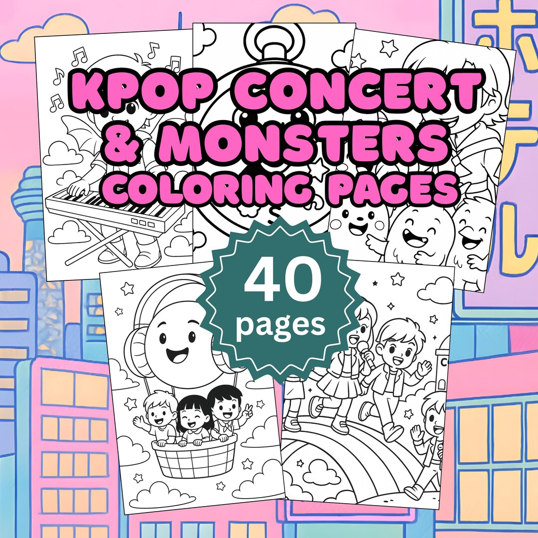 Kpop Concert and Monsters Coloring Pages for Kids (PDF) - Etsy