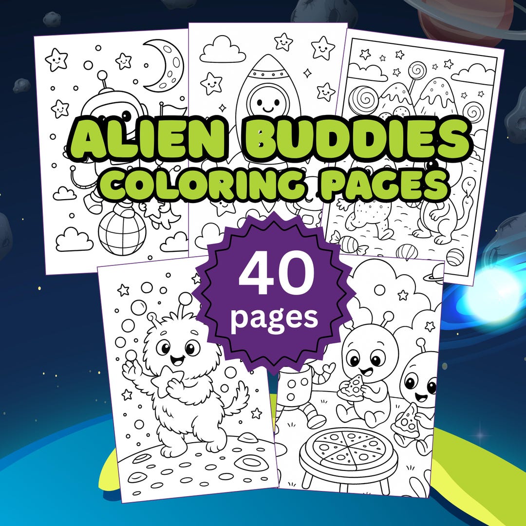 Alien Buddies Coloring Pages for Kids (PDF) - Etsy