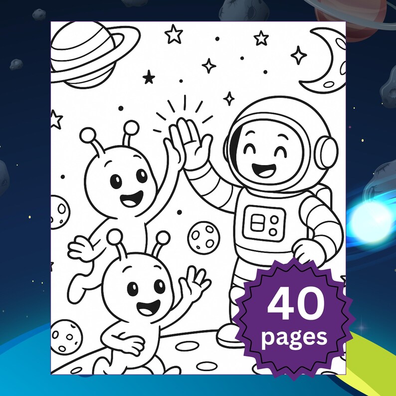 Alien Buddies Coloring Pages for Kids (PDF) - Etsy