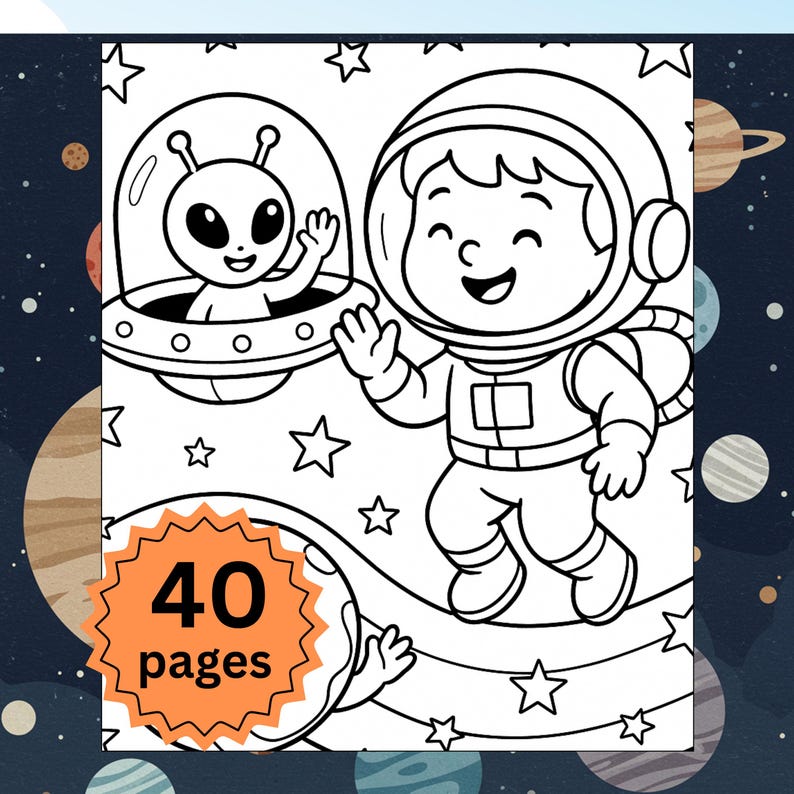 Space Adventures Coloring Pages for Kids (PDF) - Etsy
