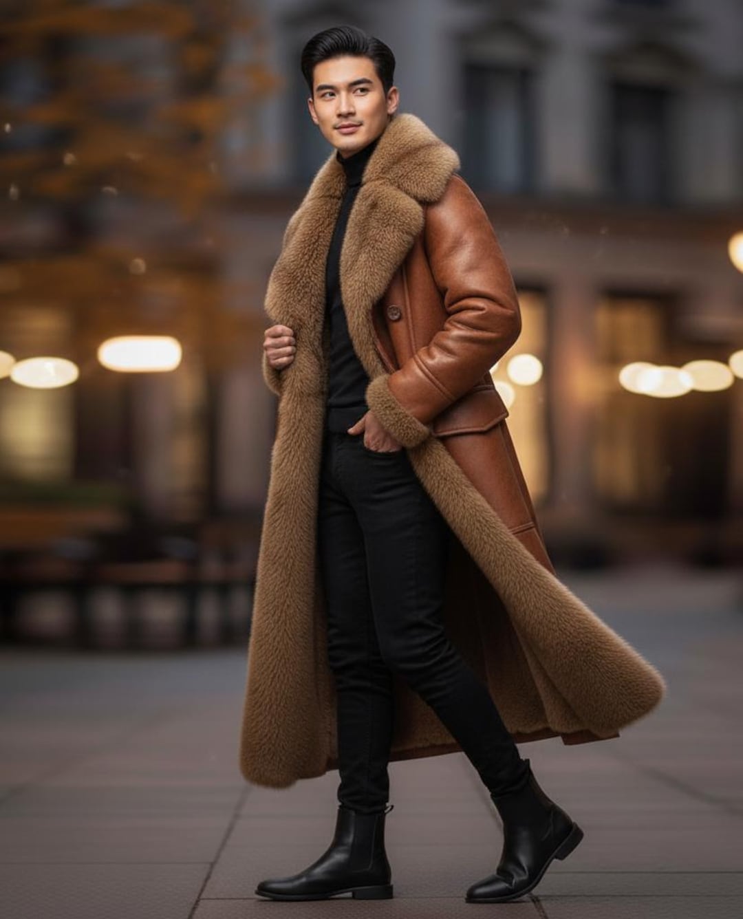 Vintage 70s Shearling Fur Aviator Coat | Handmade Sheepskin Leather ...