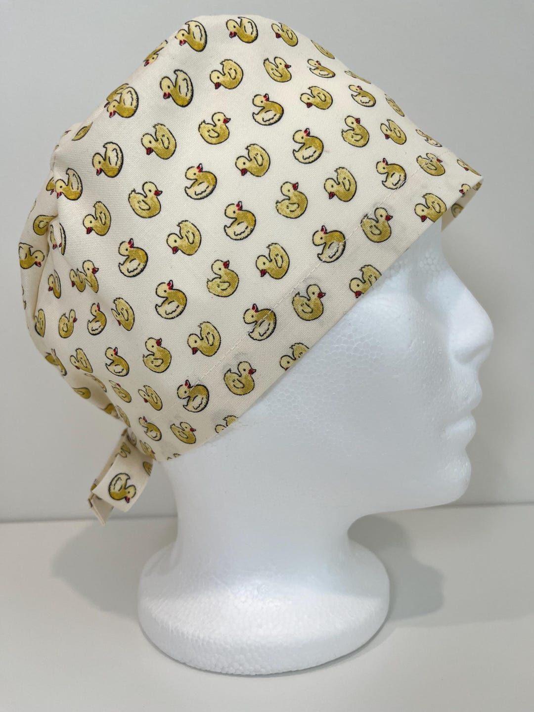 Duck Print Scrub Cap | Satin Lined Tie-back | Handmade Pediatric Nurse ...