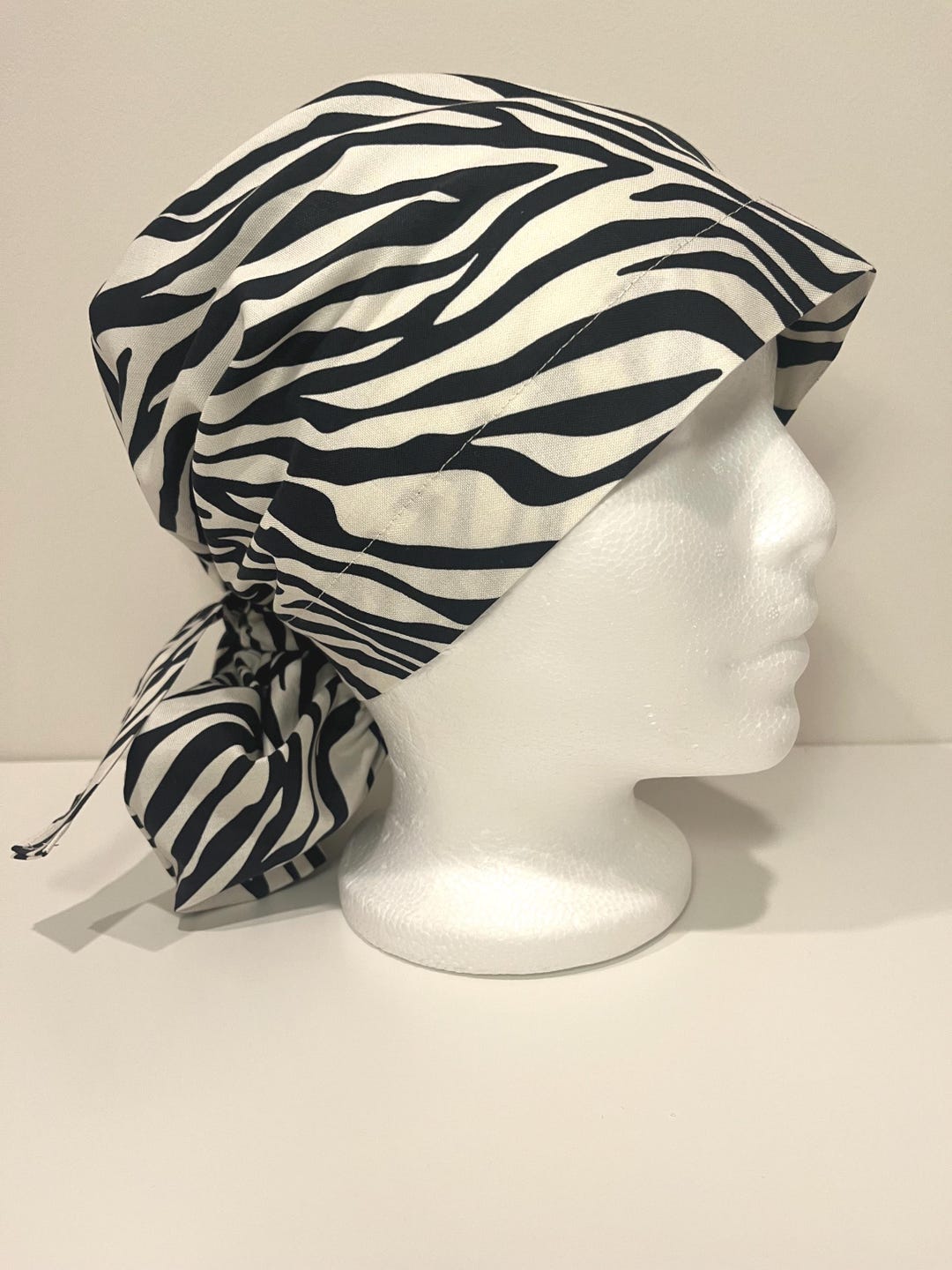Zebra Print Scrub Cap | Ponytail Nurse Hat | Satin Lining Optional ...