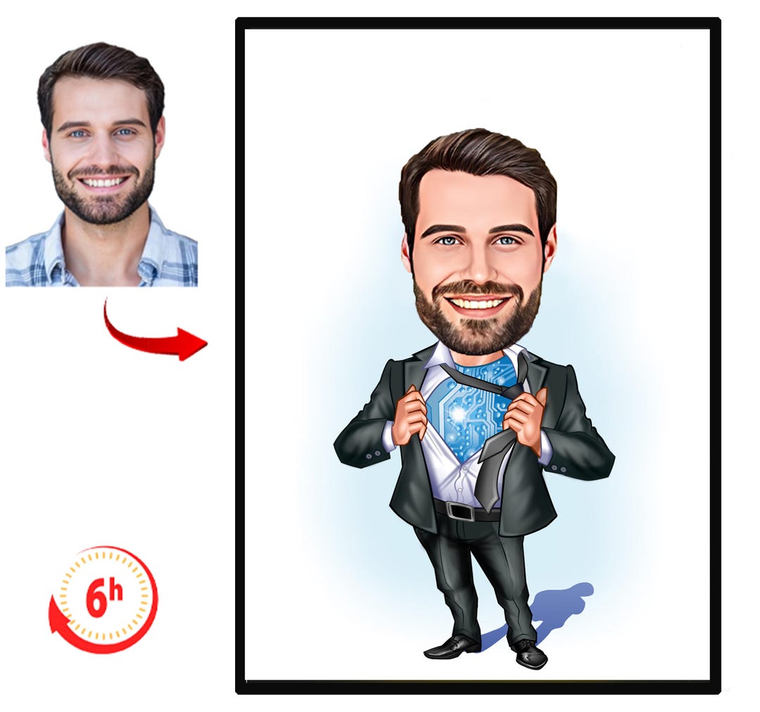 Personalized Computer Engineer Caricature | Funny IT Manager Gift ...