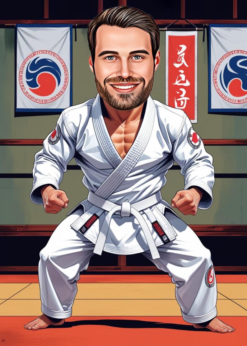 Personalized Karate Cartoon Portrait | Unique Martial Arts Gift - Etsy