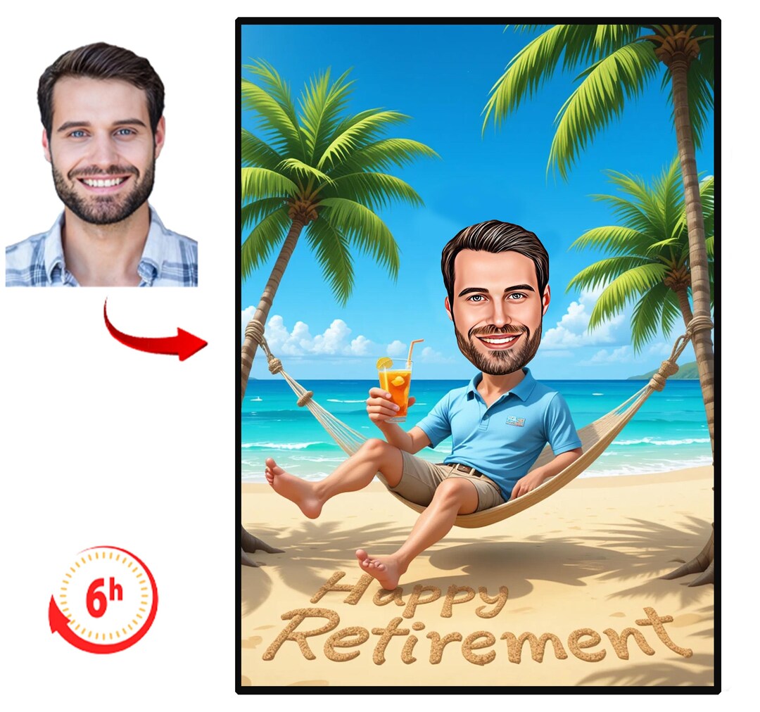 Custom Male Retirement Cartoon Portrait | Personalized Retirement ...