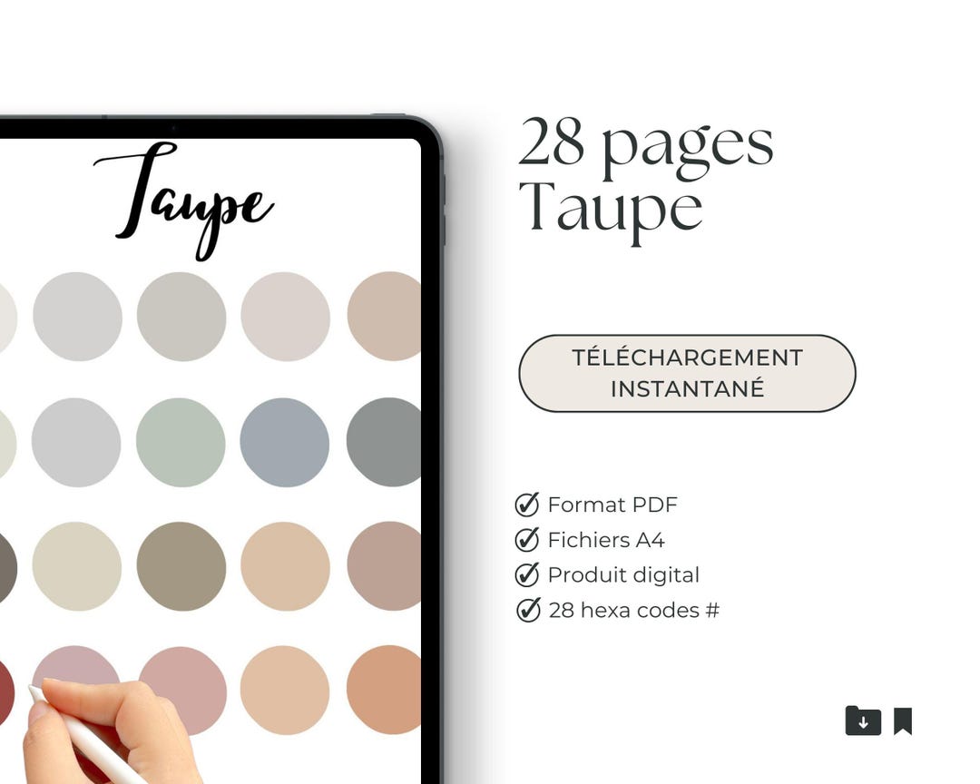 Taupe Color Palette - 28 Hexadecimal Codes - PDF - A4 Format - Etsy