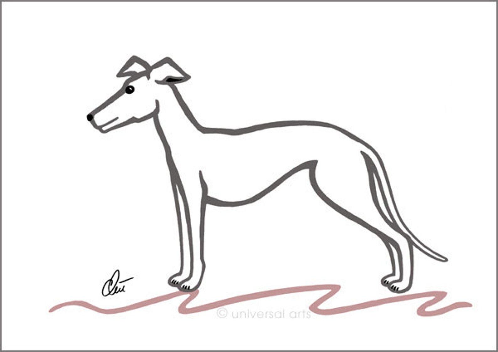 Jacqueline Ditt - "whippet - Outline" Original Graphic Art Print ...
