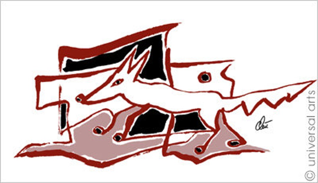 Jacqueline Ditt - "red Fox Outline" Original Graphic Art Print Edition ...