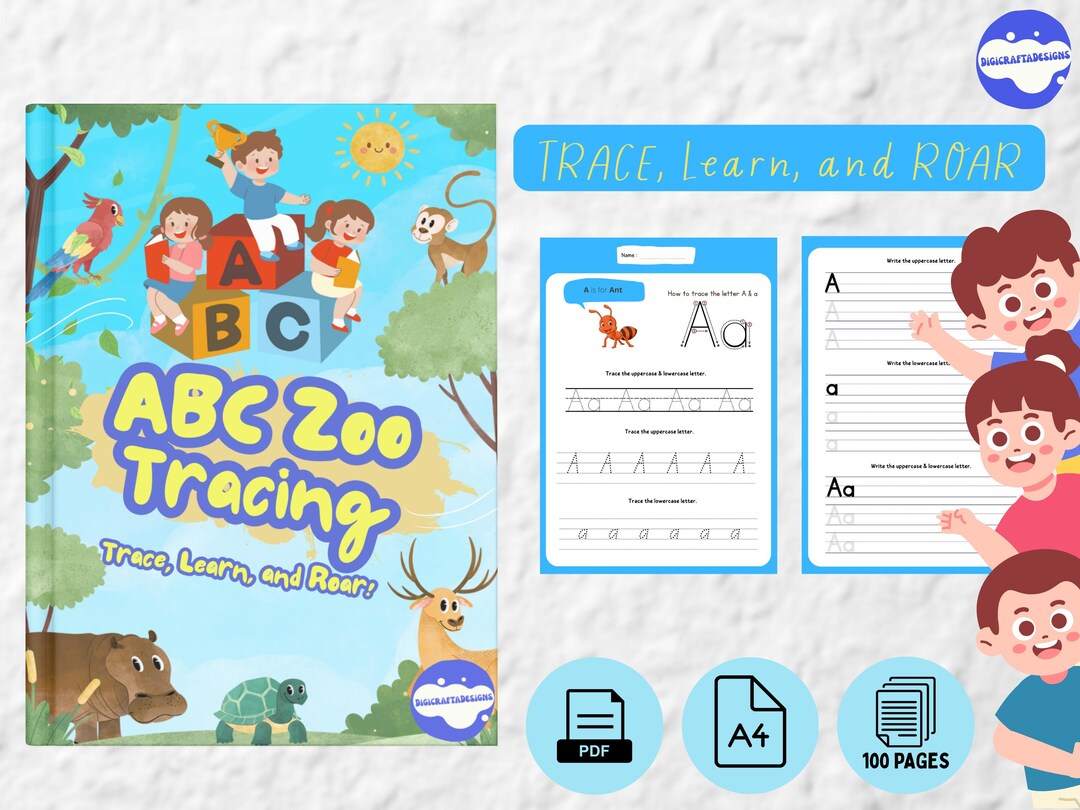 ABC Zoo Animal Tracing Workbook | Preschool Handwriting Practice ...