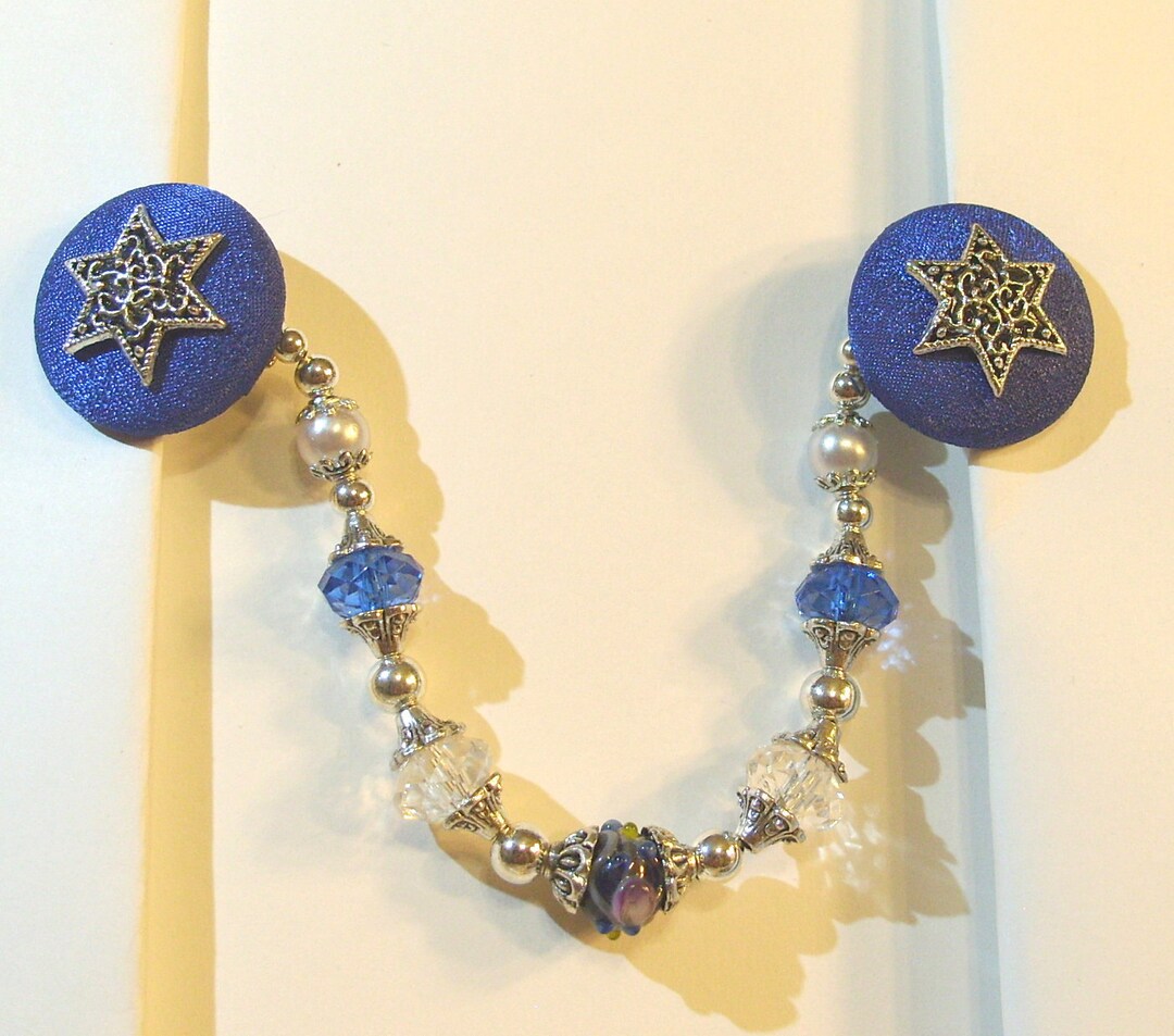 Tallit Clips in Royal Blue and Silver A Desert Kippot Design - Etsy